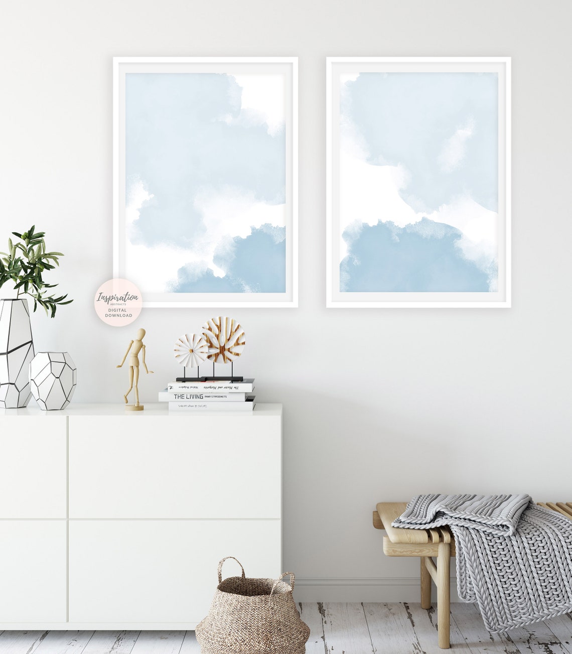 Pale Blue Watercolour Paintings Printable Art Set of 2 - Etsy