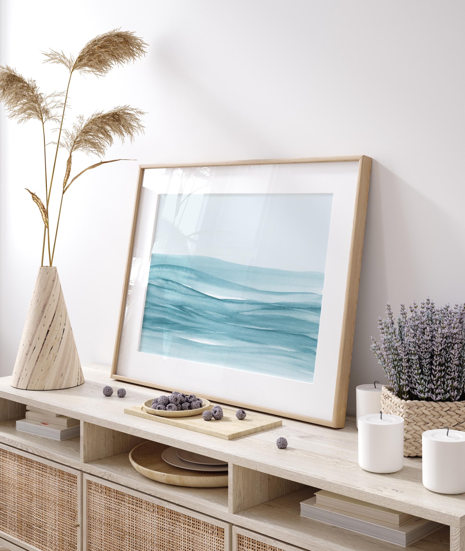 Minimal Blue Art, Light Blue Watercolour Painting, Abstract Seascape ...