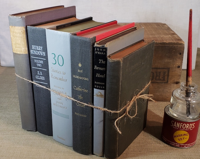 Vintage Books, Rustic Old Books in a Set of 3, Farmhouse Decor, Vintage ...