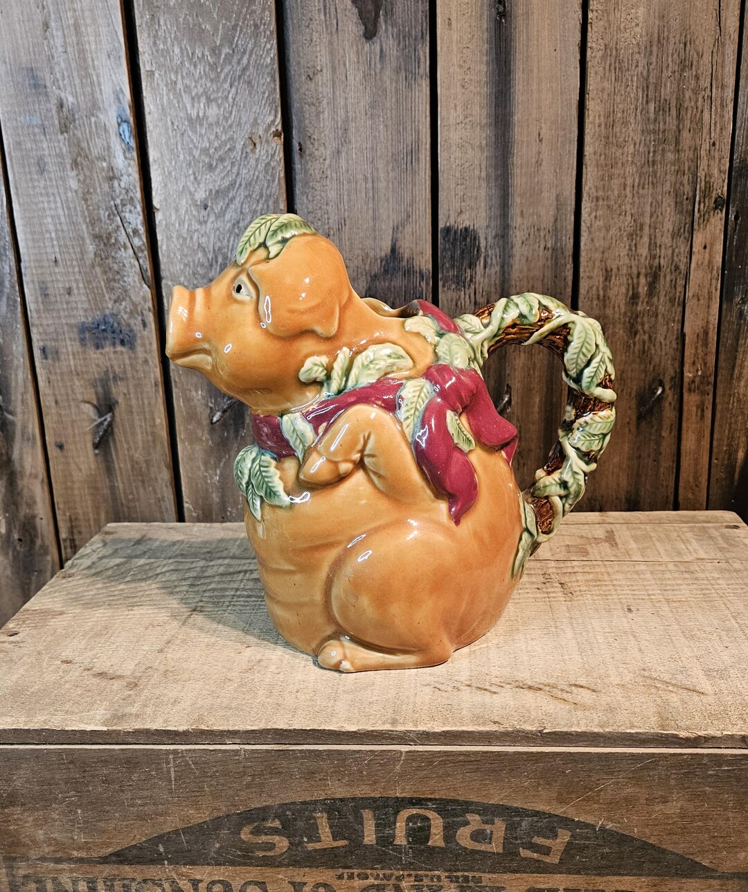 Vintage Majolica Pig Pitcher ~ Majolica Pig Water Pitcher ~ 1950s - Etsy