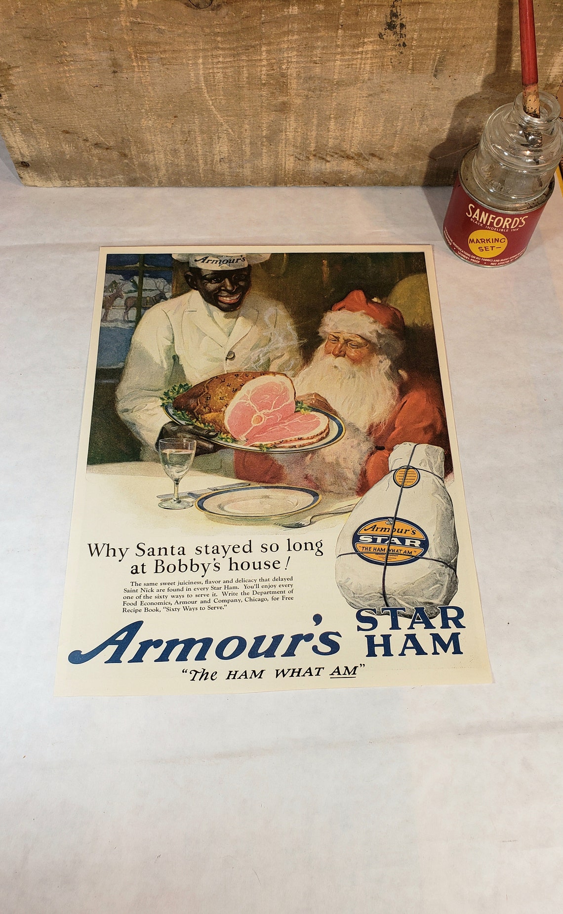 Vintage December 1924 Armour Ham Ad Featuring Santa Claus & Black Man ...