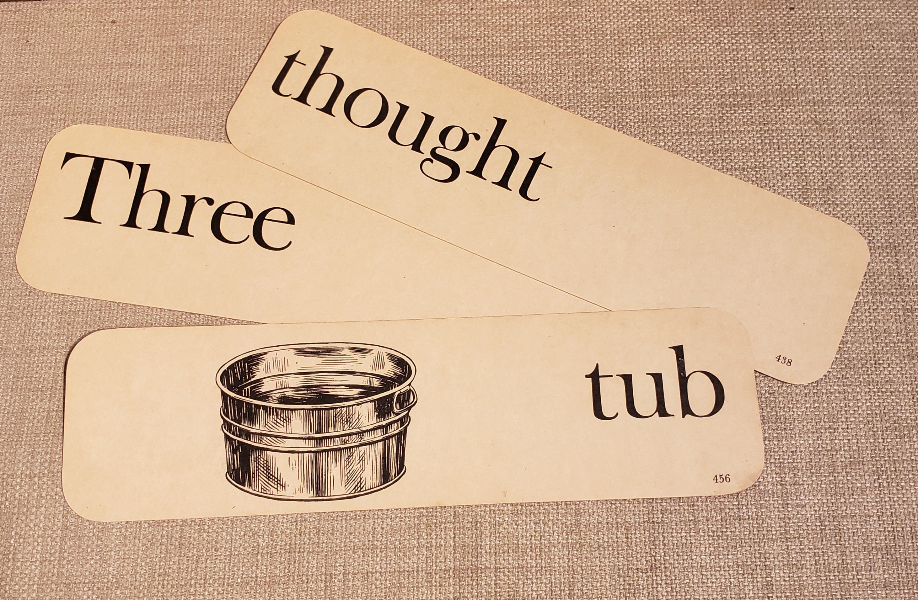 3 Vintage Word Flashcards Tub Three Thought 2.75 | Etsy