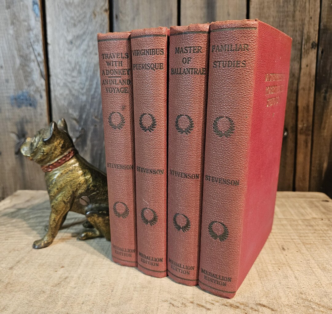 Masterpieces of Robert Louis Stevenson Books ~ Set of 4 Small Red Books ...