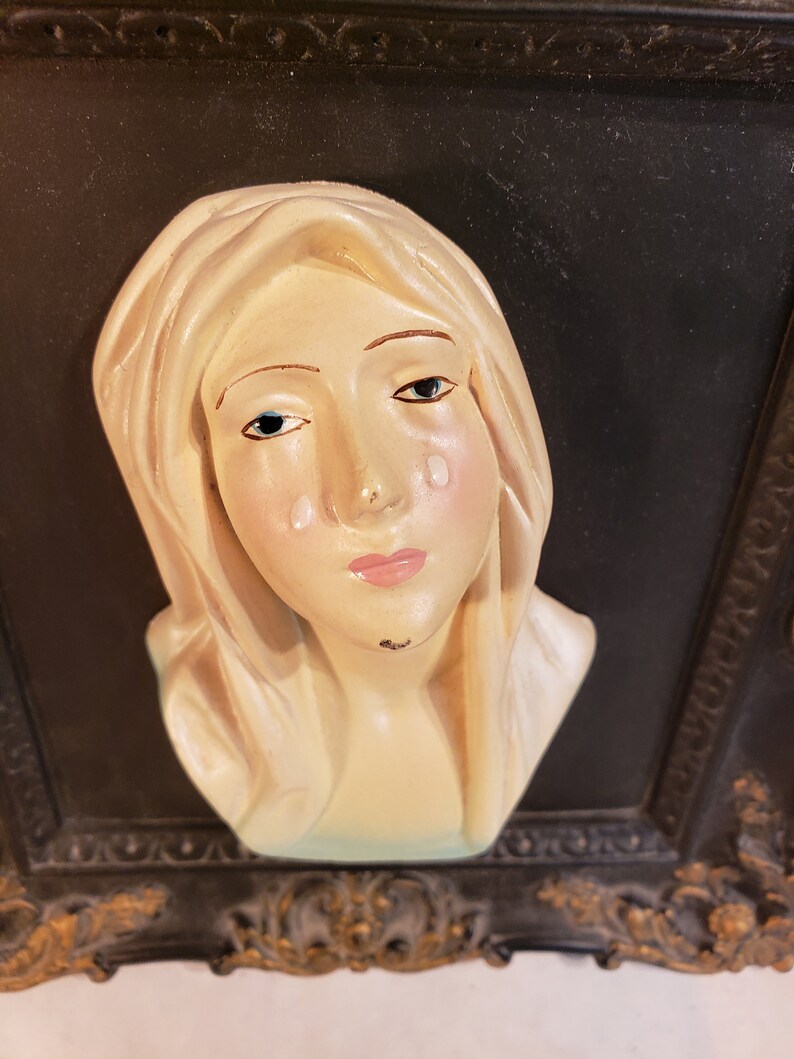 Vintage Hand Painted Chalkware Mary and Jesus Religious Wall | Etsy