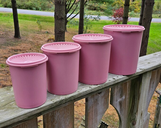 Vintage Tupperware Set of 4 Dusty Rose Servalier Canisters ~ 1980's ...