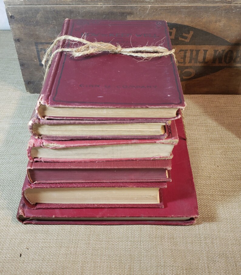 Set of 6 Vintage Maroon/burgundy Book Stack Shades of - Etsy