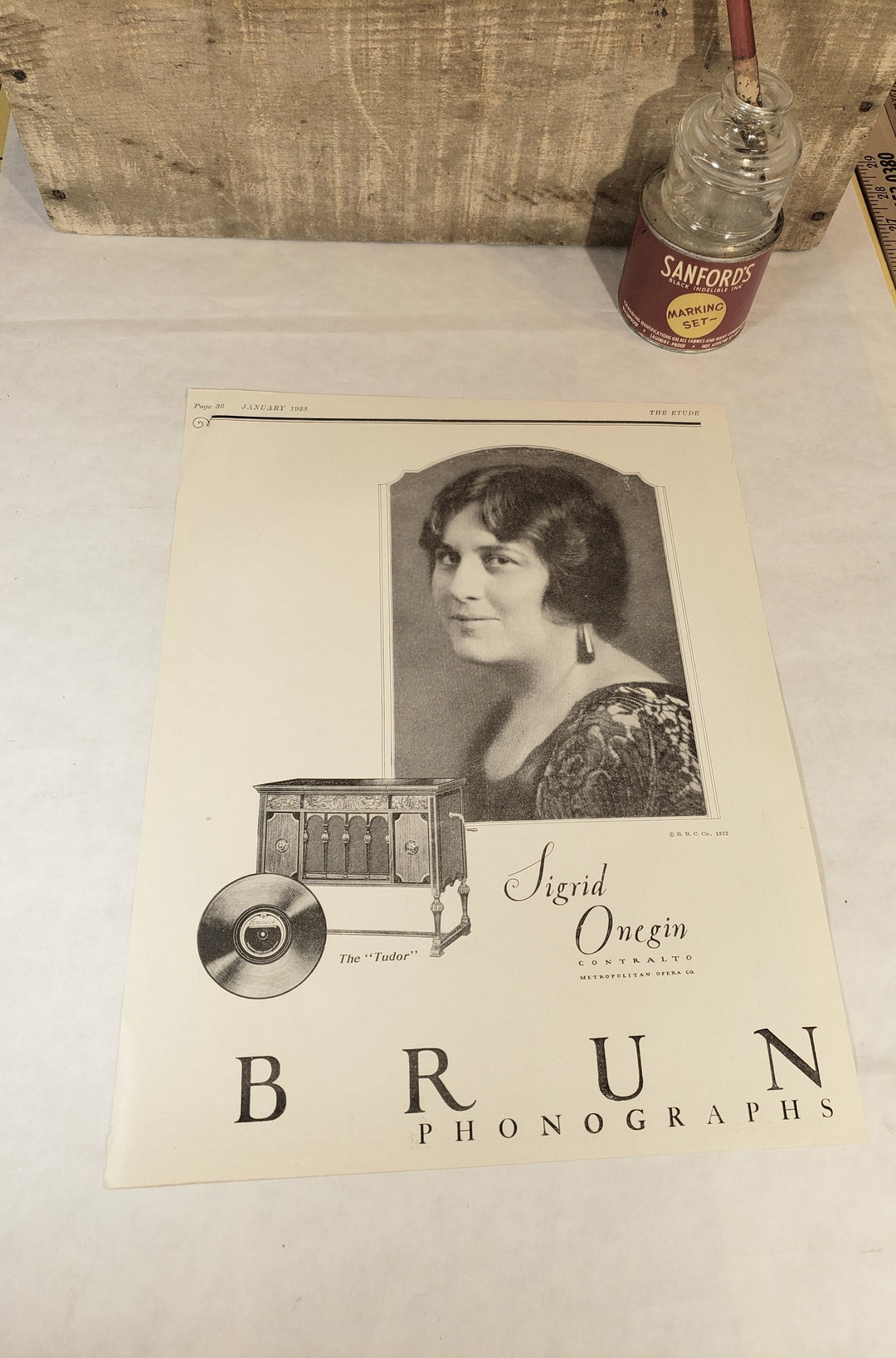 The Etude Magazine Braun Phonographs Ad ~ January 1923 ~ Backside ...