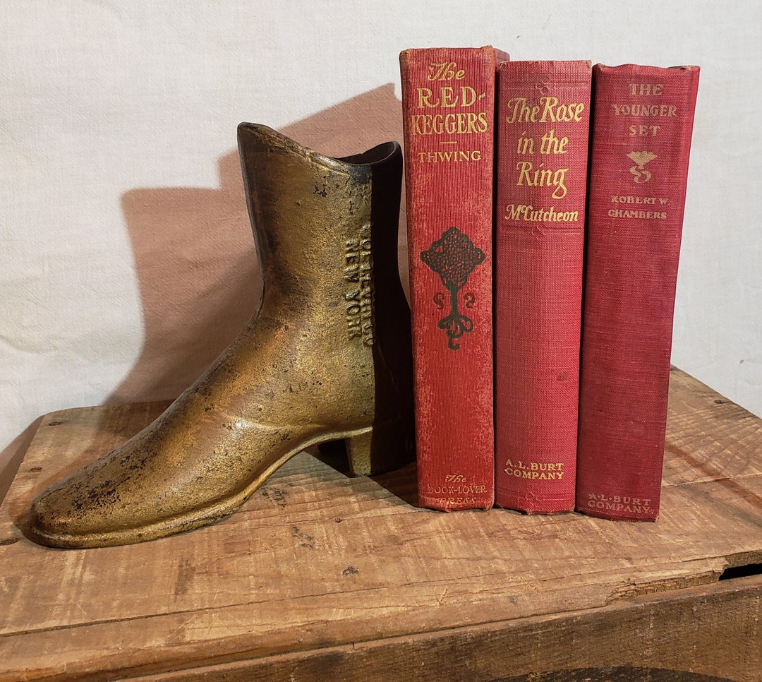 Set of 3 Vintage Red Book Stack ~ Red School Book Bundle ~ Red Shabby ...