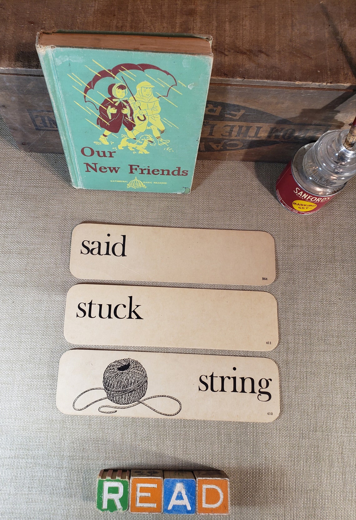 3 Vintage Word Flashcards String Stuck Said 2.75 | Etsy