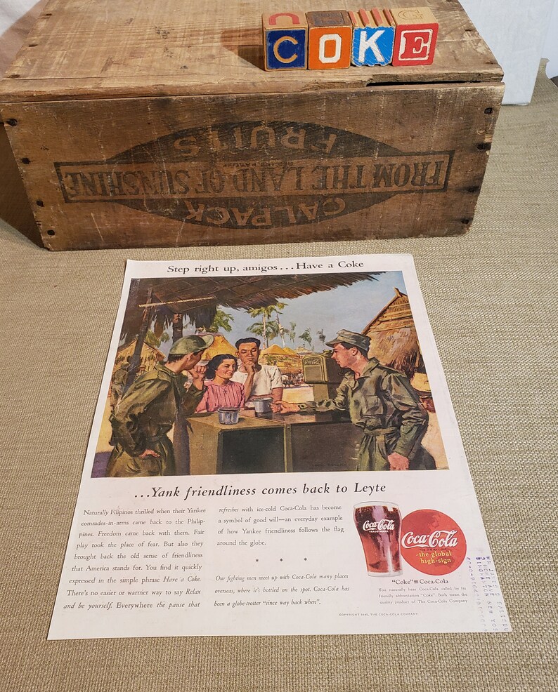 ORIGINAL Vintage 1945 Coke Coca Cola Ad - Step Right Up, Amigos...have ...