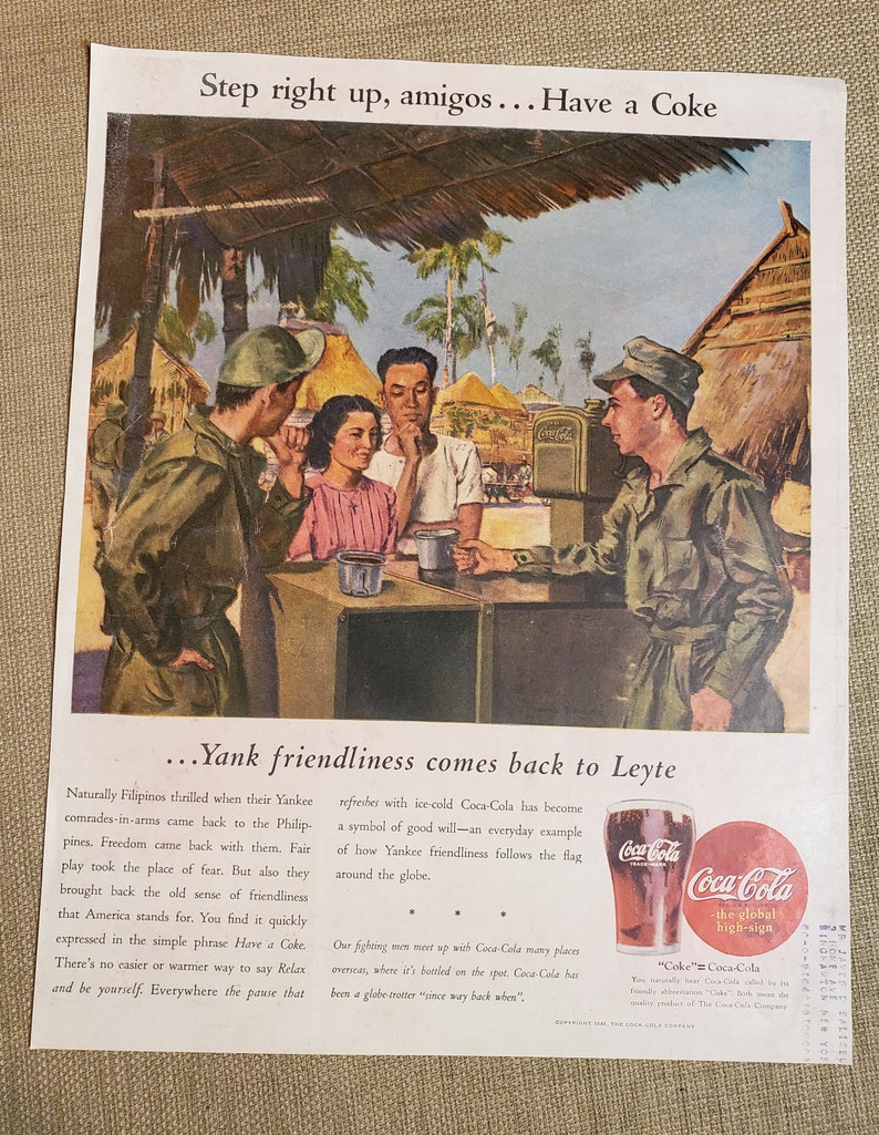 ORIGINAL Vintage 1945 Coke Coca Cola Ad Step Right Up | Etsy