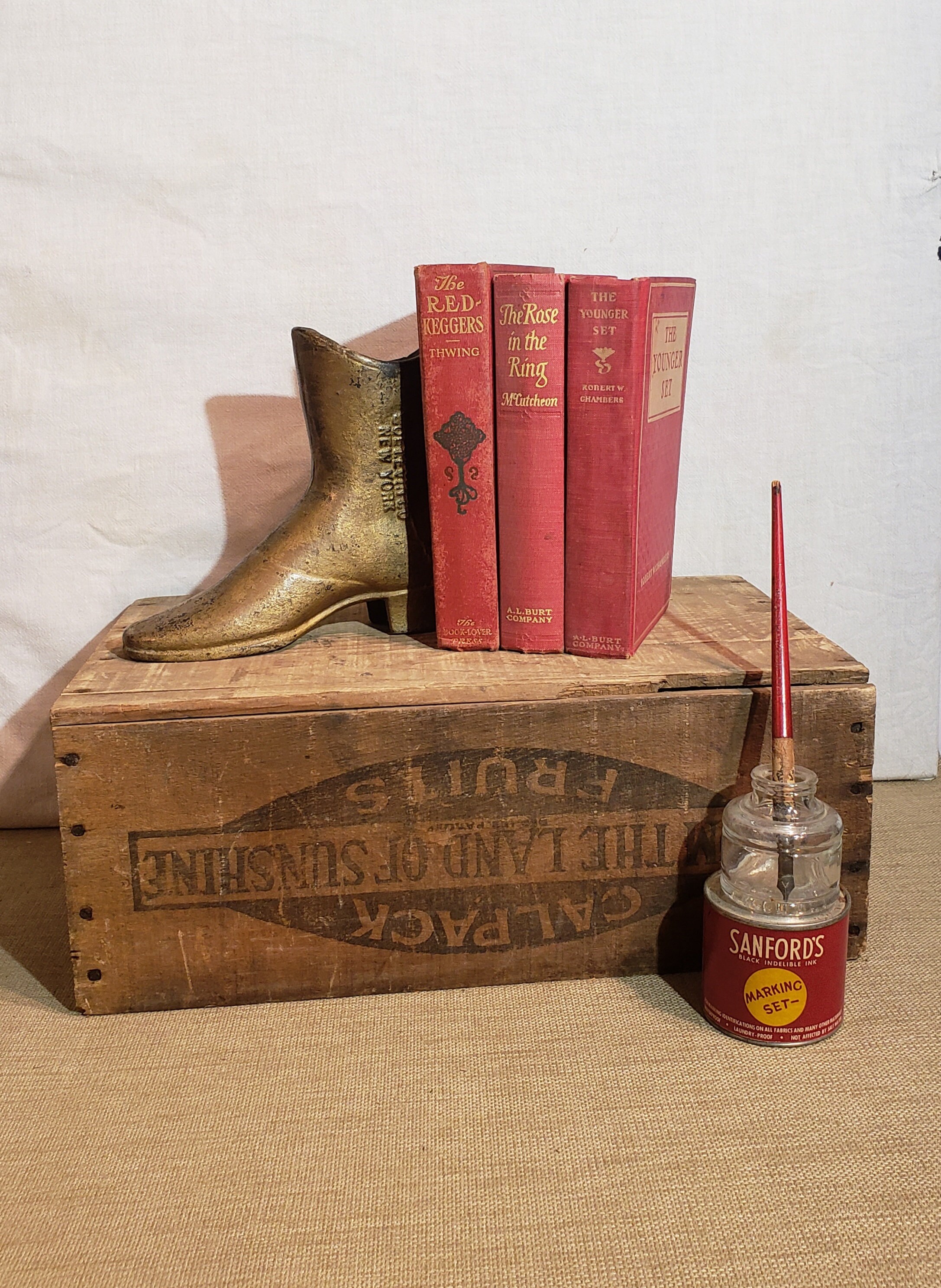 Set of 3 Vintage Red Book Stack Red School Book Bundle Red - Etsy