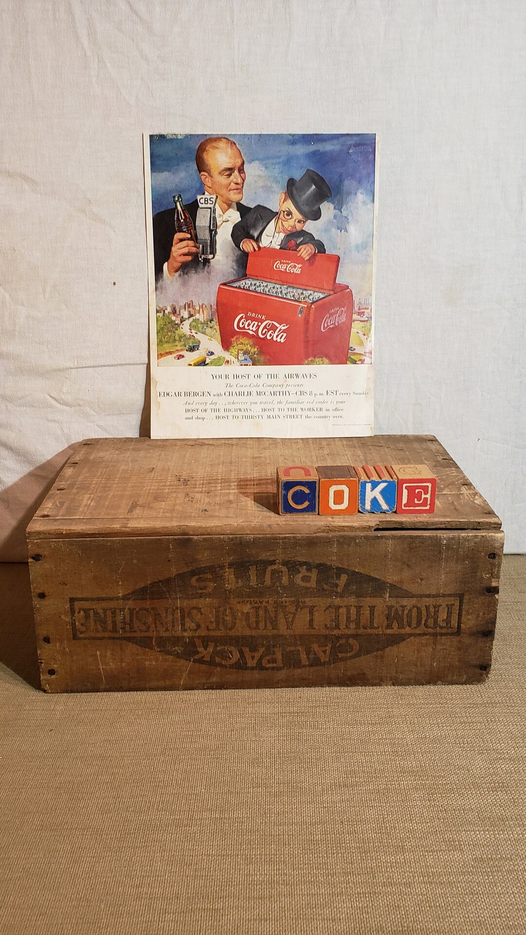ORIGINAL Vintage 1950 Coke Coca Cola Ad ~ Edgar Bergen With Charlie ...