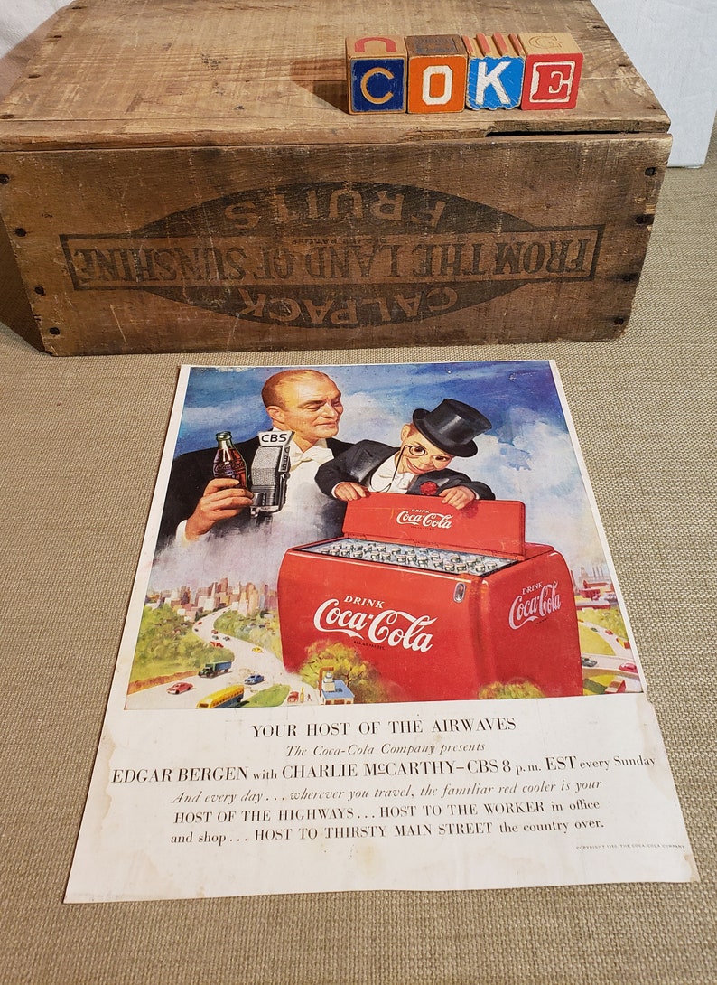 ORIGINAL Vintage 1950 Coke Coca Cola Ad Edgar Bergen With - Etsy
