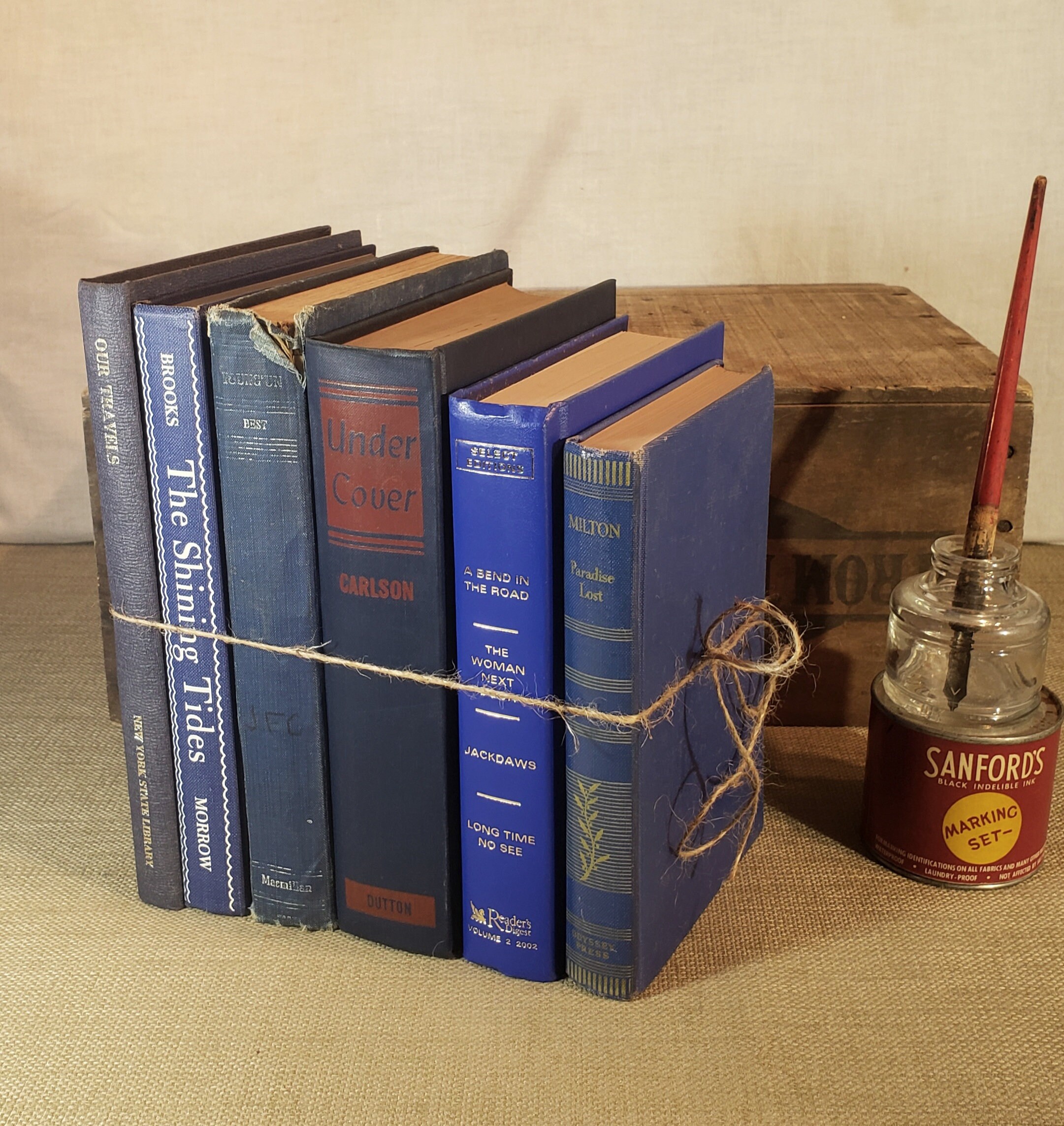 Set of 6 Vintage Blue Book Stack Blue Book Bundle Blue | Etsy