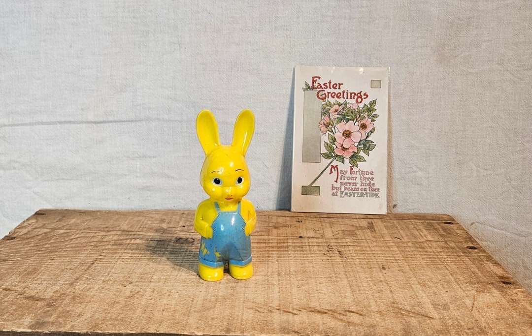 Vintage Plastic Knickerbocker Bunny Rattle ~ Hard Plastic Rabbit Rattle ...