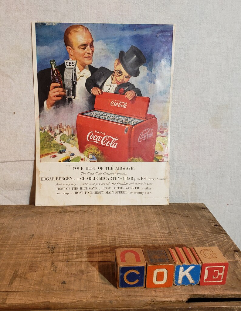 ORIGINAL Vintage 1950 Coke Coca Cola Ad Edgar Bergen With - Etsy