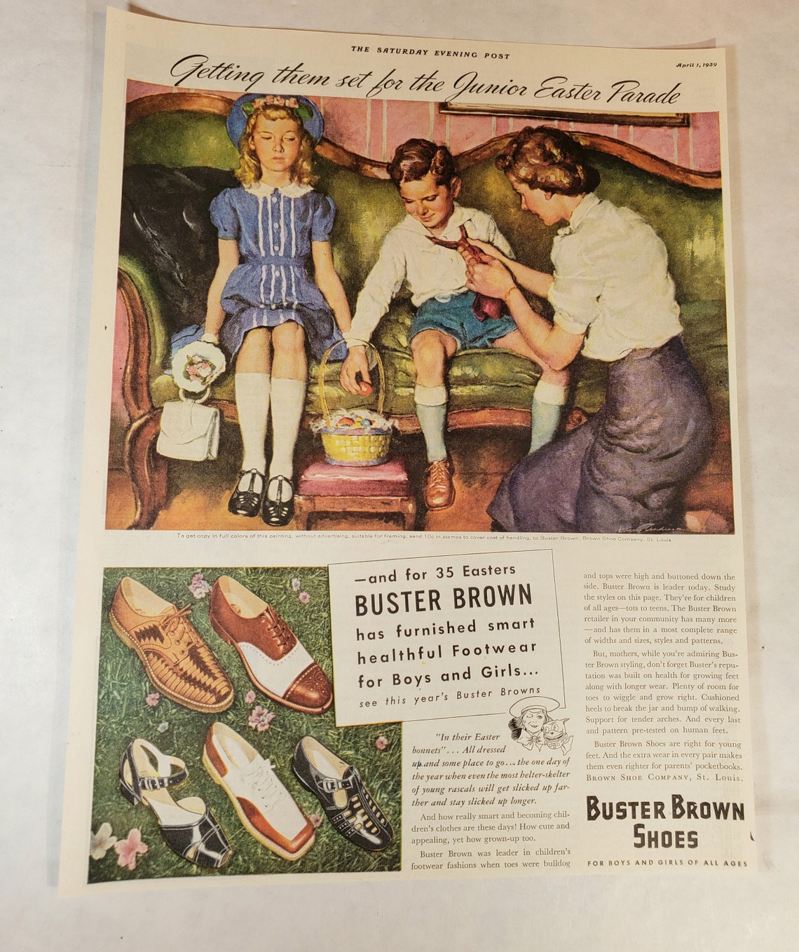 Buster Brown Shoes Ad From the Saturday Evening Post Magazine - Etsy