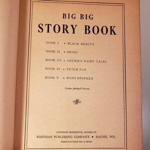 Big Big Story Book - Five Classics Whitman Publishing Company 1938 - Etsy