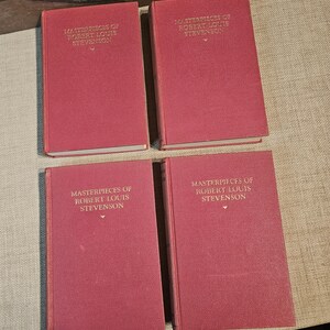 Masterpieces of Robert Louis Stevenson Books ~ Set of 4 Small Red Books ...