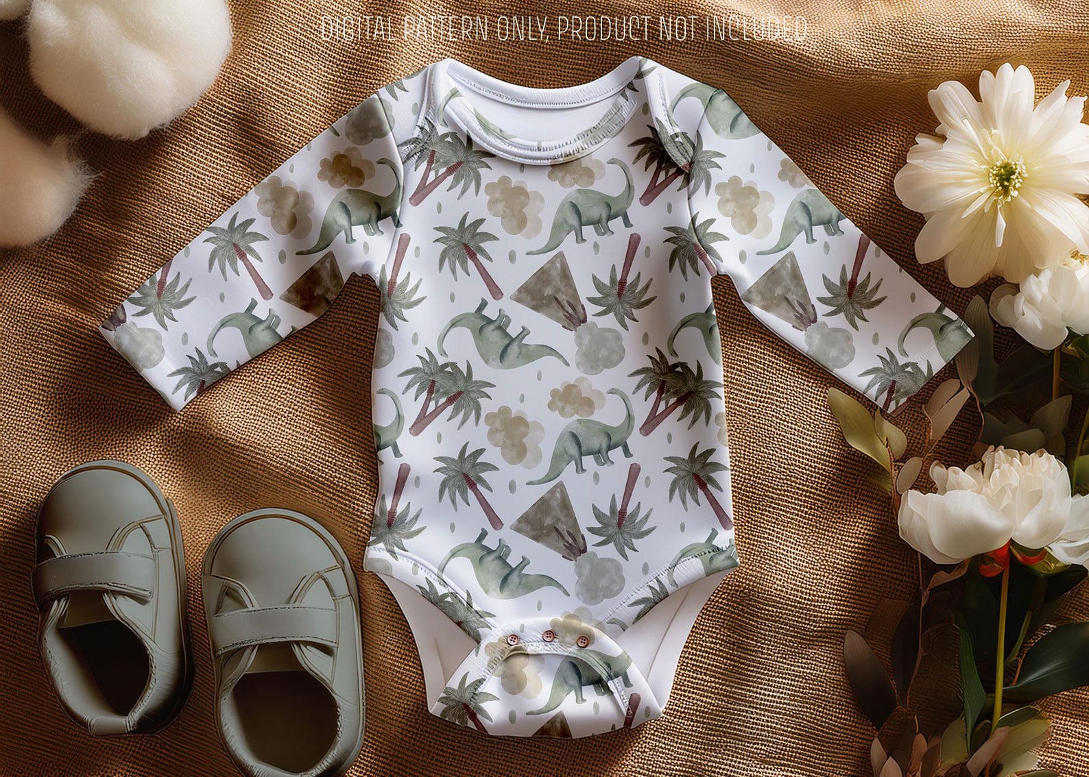 Dinosaur Volcano Watercolor | Seamless Repeating Pattern | Instant ...