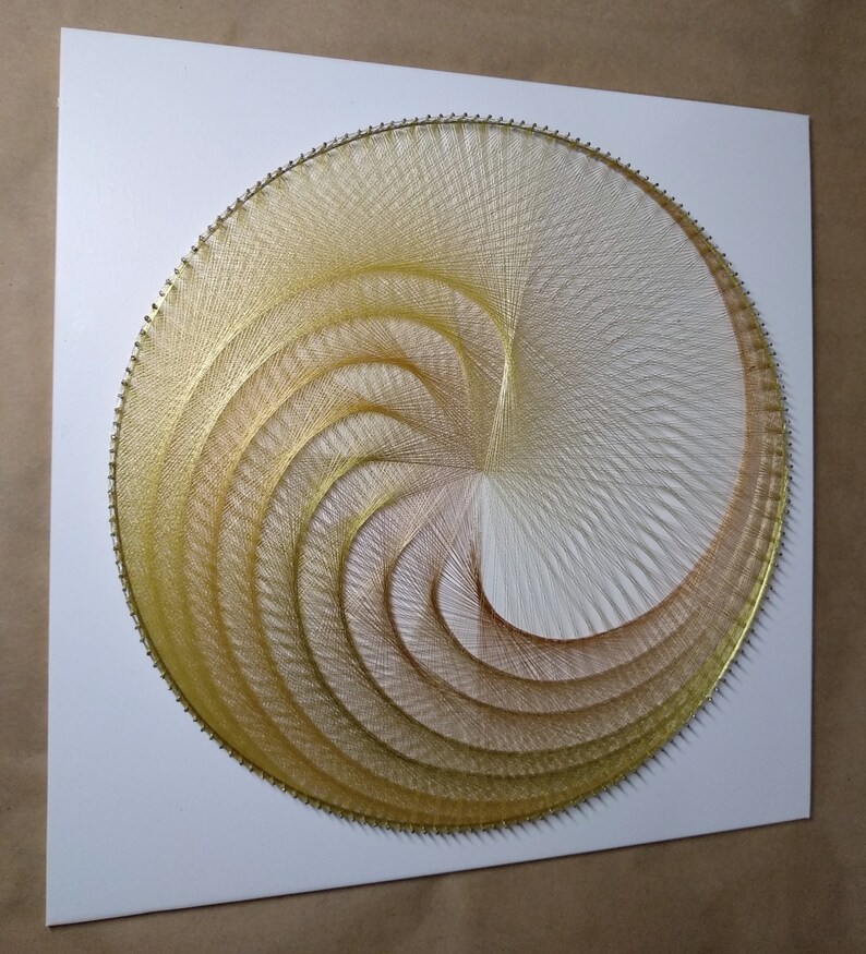 String Art. Mandala String Art. 3-d Geometric. Golden Art Decor. Golden ...