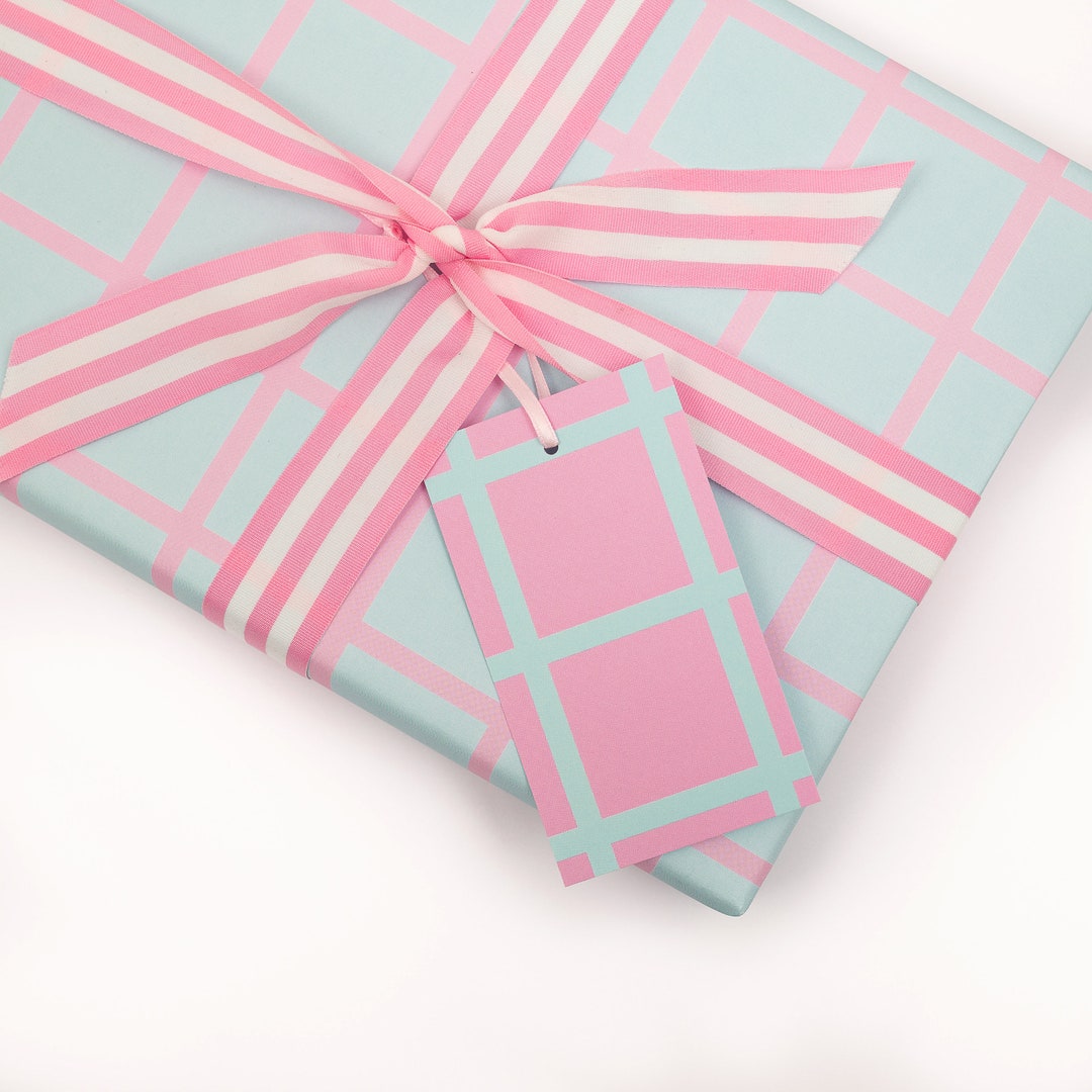Pink Grid Gift Tags - Etsy