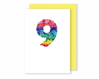 9th Birthday Card, Age 9 Card, Card for 9 Year Old, Age Nine Card ...