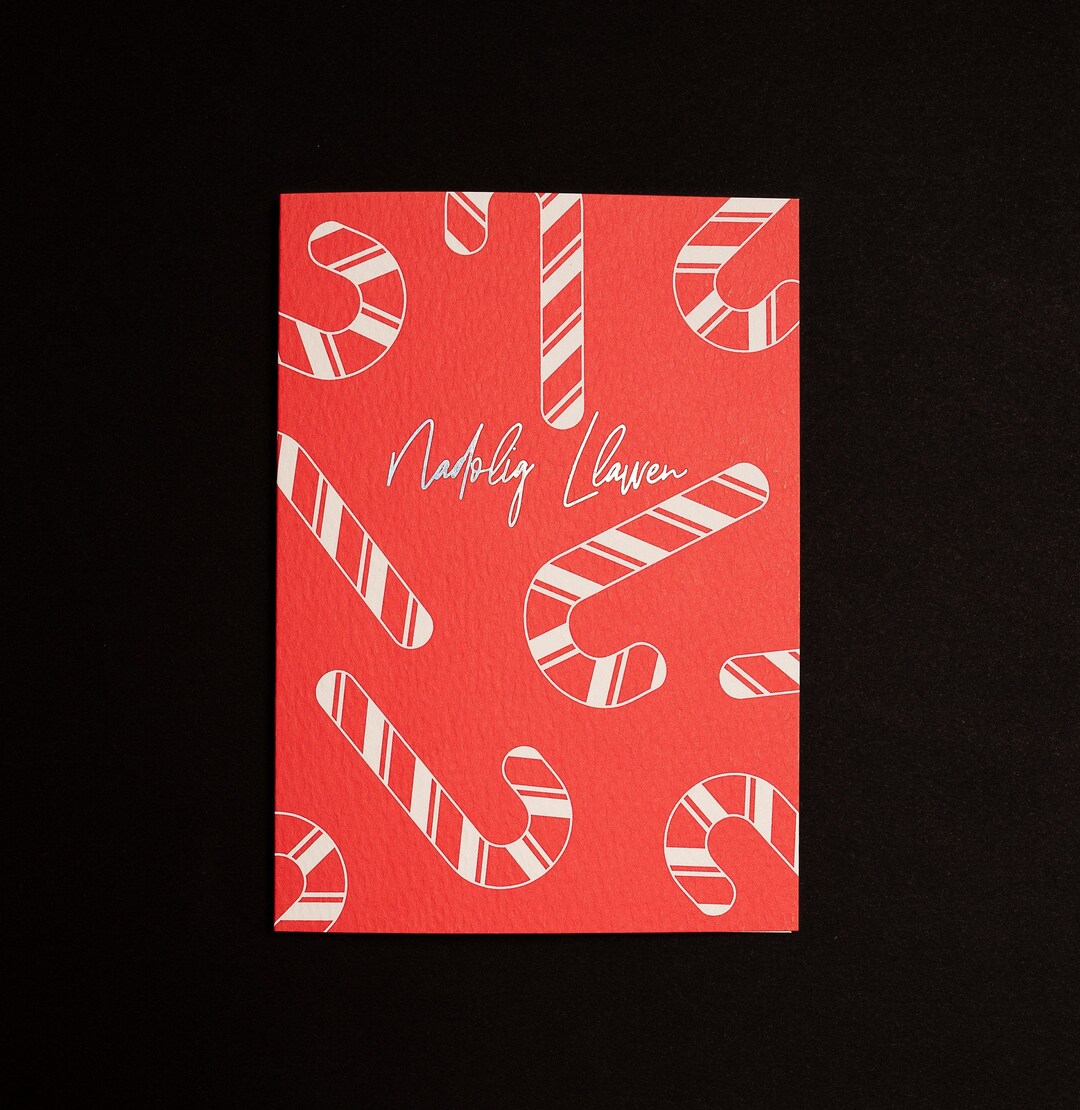 Nadolig Llawen Candy Canes Welsh Christmas Cards Foiled Christmas Cards ...
