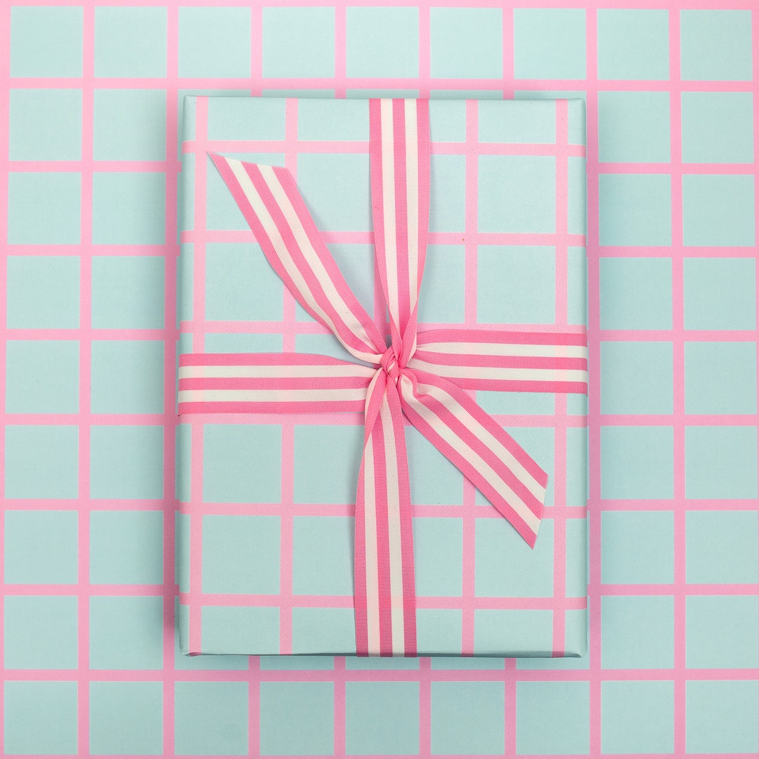 Pink Grid, Luxury Wrapping Paper - Etsy