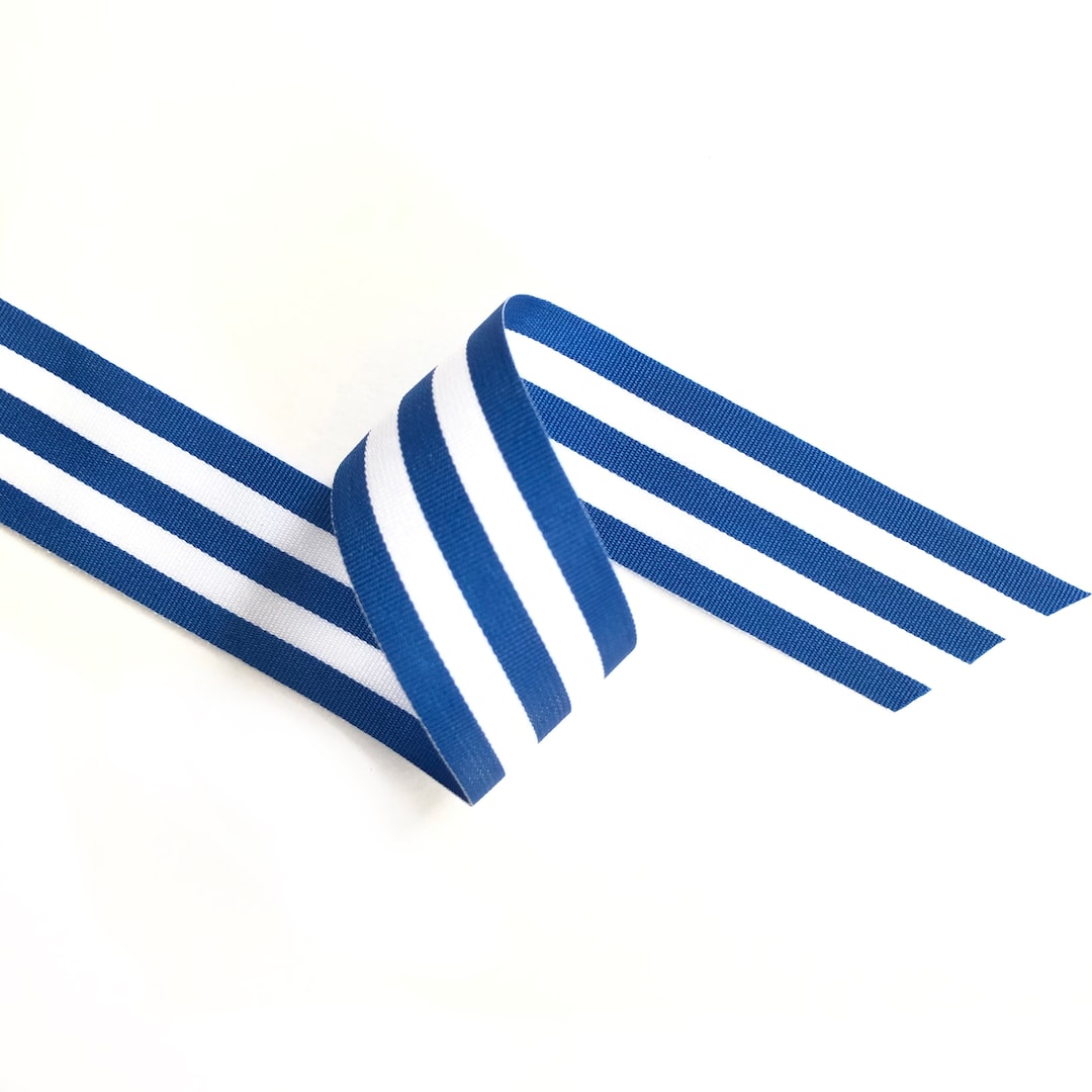 Blue and White Coronation Ribbon | Woven Striped Ribbon | 25mm Wide - Etsy