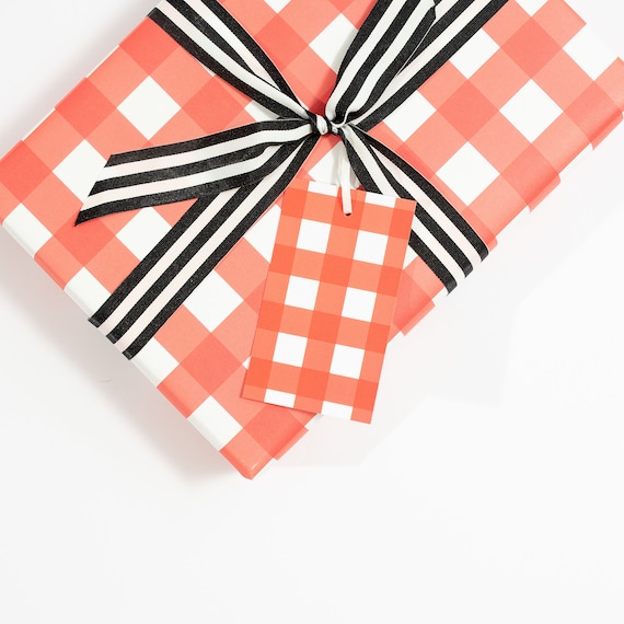 Gingham Gift Tags Red and White - Etsy UK