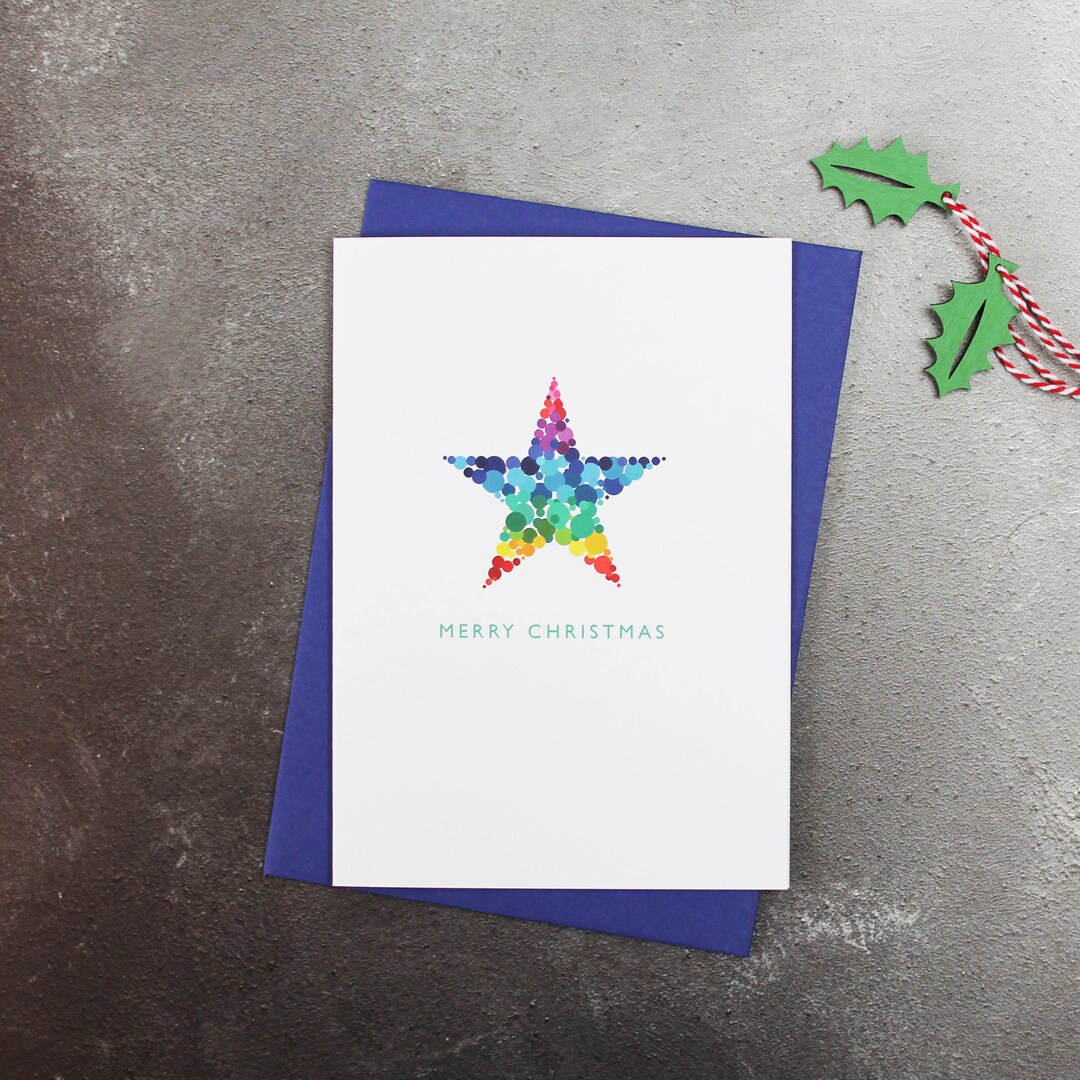 Bright Minimal Star Christmas Cards - Etsy UK