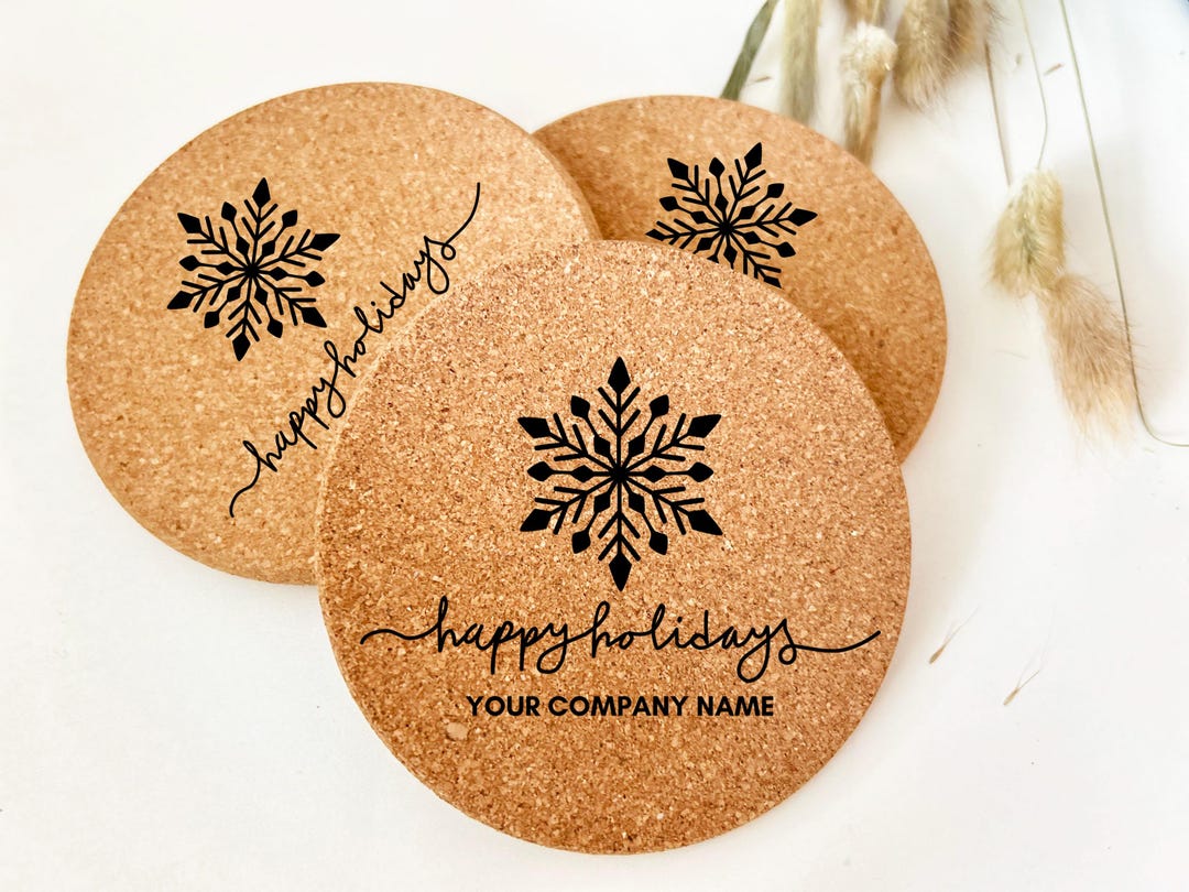 Bulk Holiday Office Team Favor, Engraved Cork Coaster for Staff ...