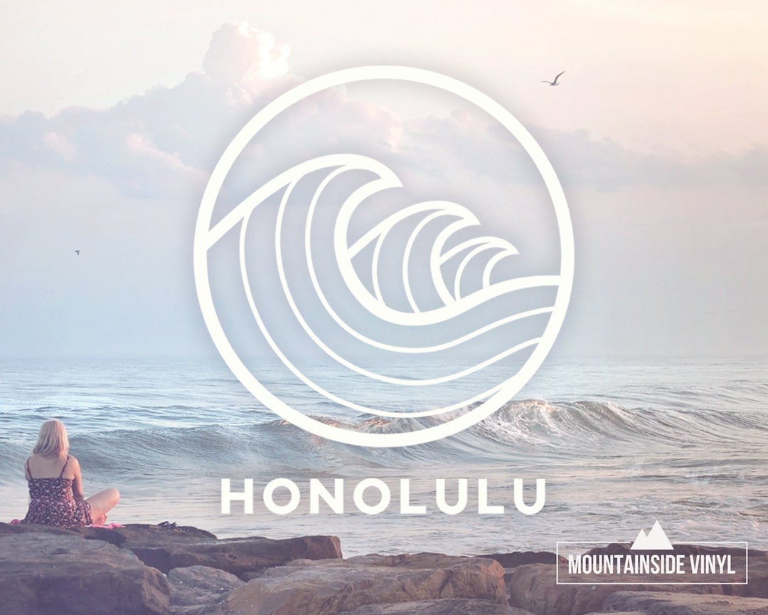 Custom City Ocean Wave Vinyl Decal - Aloha Wave Decal, Ocean Sticker ...