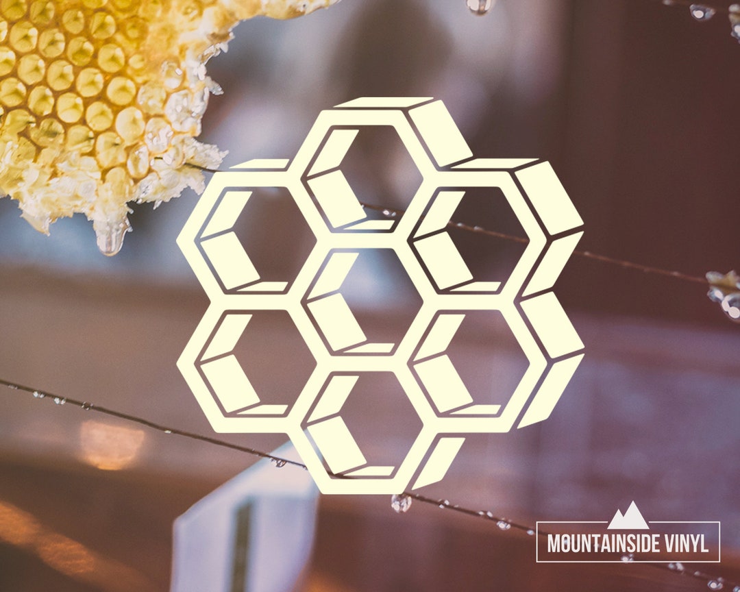 Honeycomb Vinyl Decal - Bee Hive Laptop Stickers, Honey Jar Label ...
