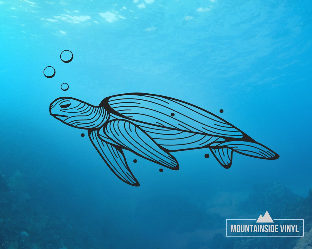 Sea Turtle Vinyl Decal - Turtle Sticker, Hawaii Tumbler Decal, Water ...