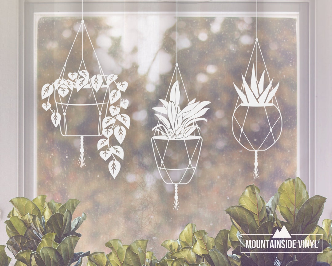 Hanging Plant Vinyl Decal - Gardening Sticker, Laptop Sticker, Mirror ...