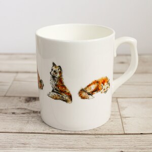 Red Fox Bone China Mug Hand Drawn Design Printed in the UK - Etsy
