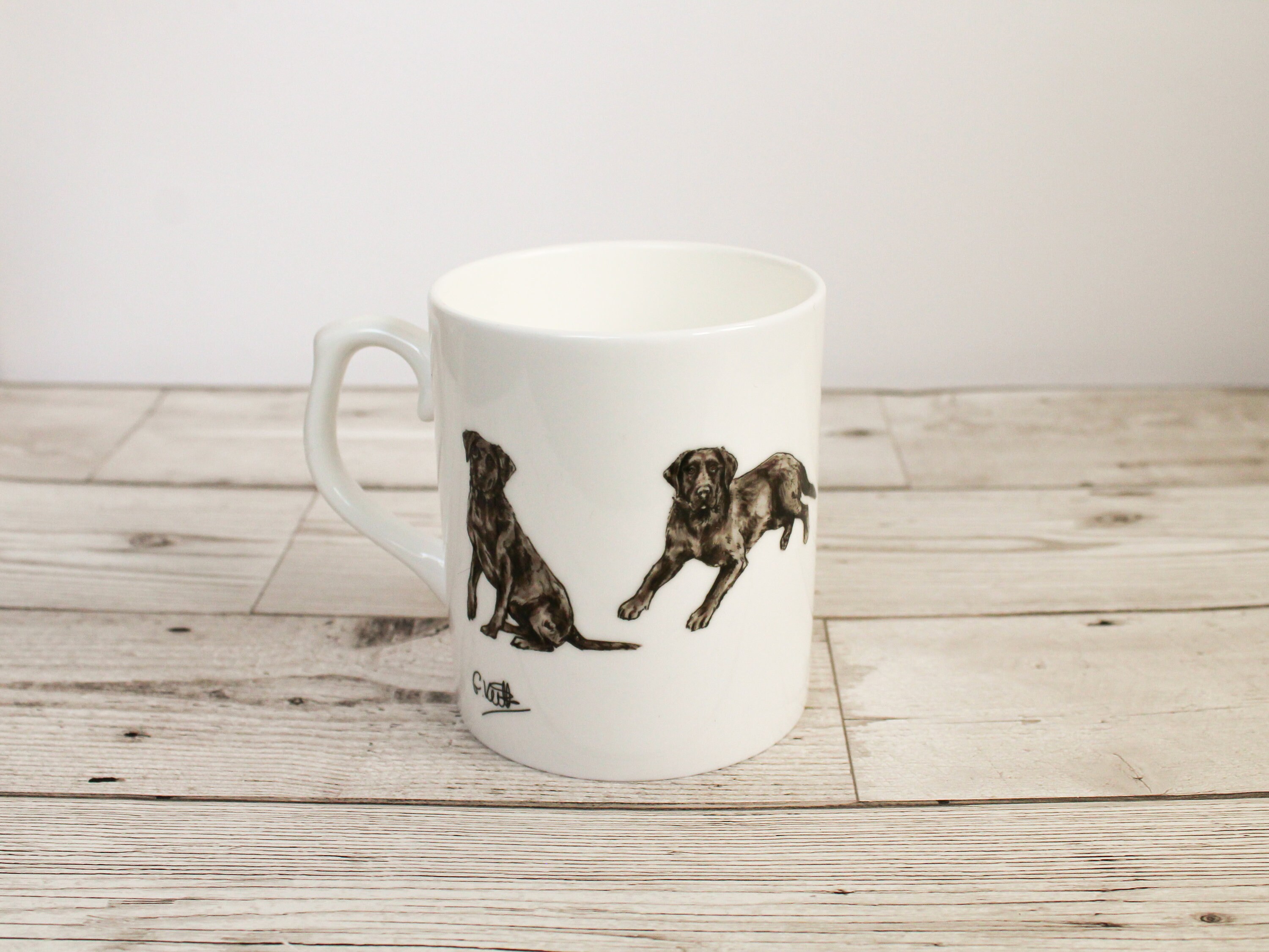 Black Labrador Bone China Mug Hand Drawn Design Hand | Etsy