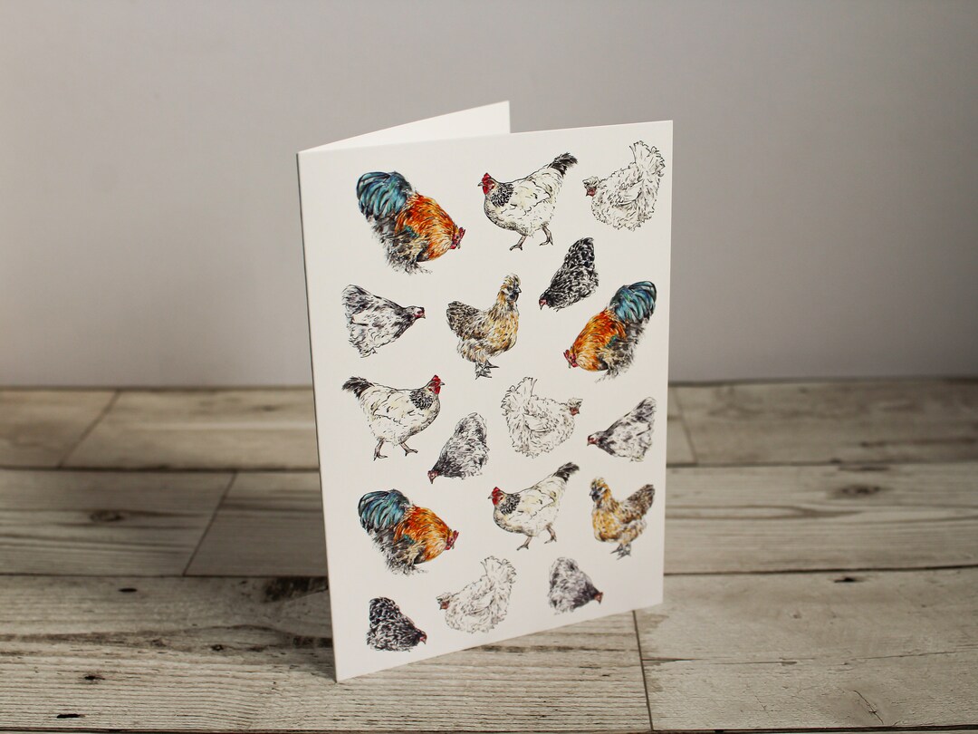 Chickens, Hens Card Hand Drawn by Artist Gemma Keith Greetings Card ...