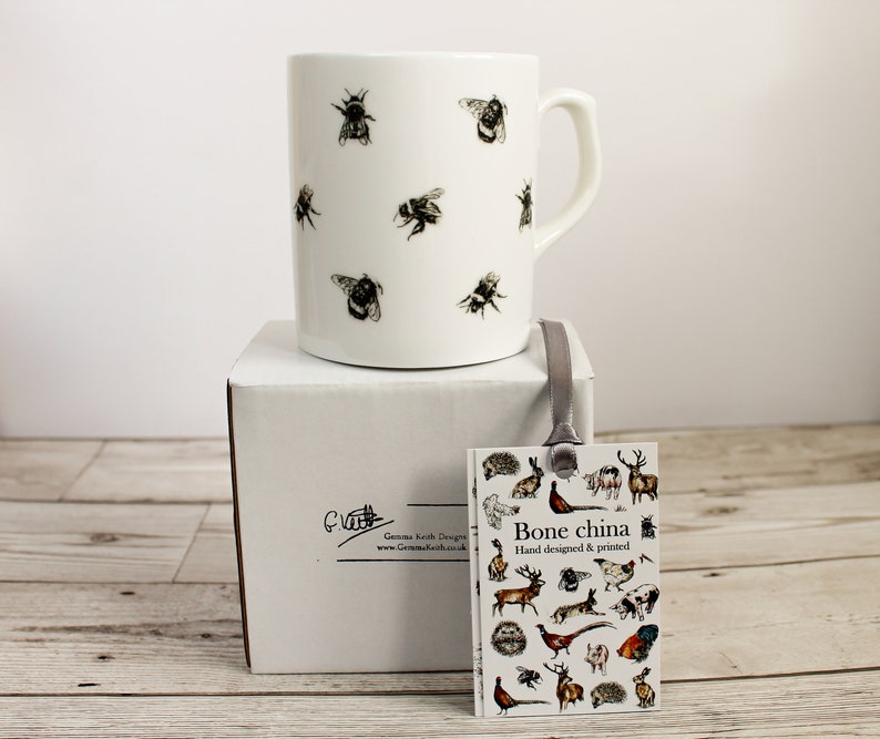Bee Bone China Mug Hand Drawn Design Printed in the UK | Etsy