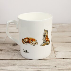 Red Fox Bone China Mug Hand Drawn Design Printed in the UK - Etsy