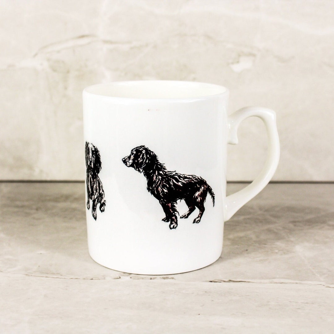 Black Cocker Spaniel Bone China Mug - Hand Drawn Design by Artist ...