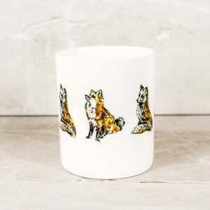 Red Fox Bone China Mug - Hand Drawn Design by Artist - Hand Printed ...