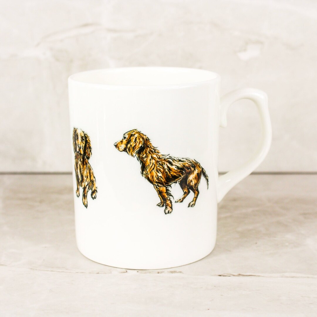 Cocker Spaniel Bone China Mug - Hand Drawn Design by Artist - Hand ...