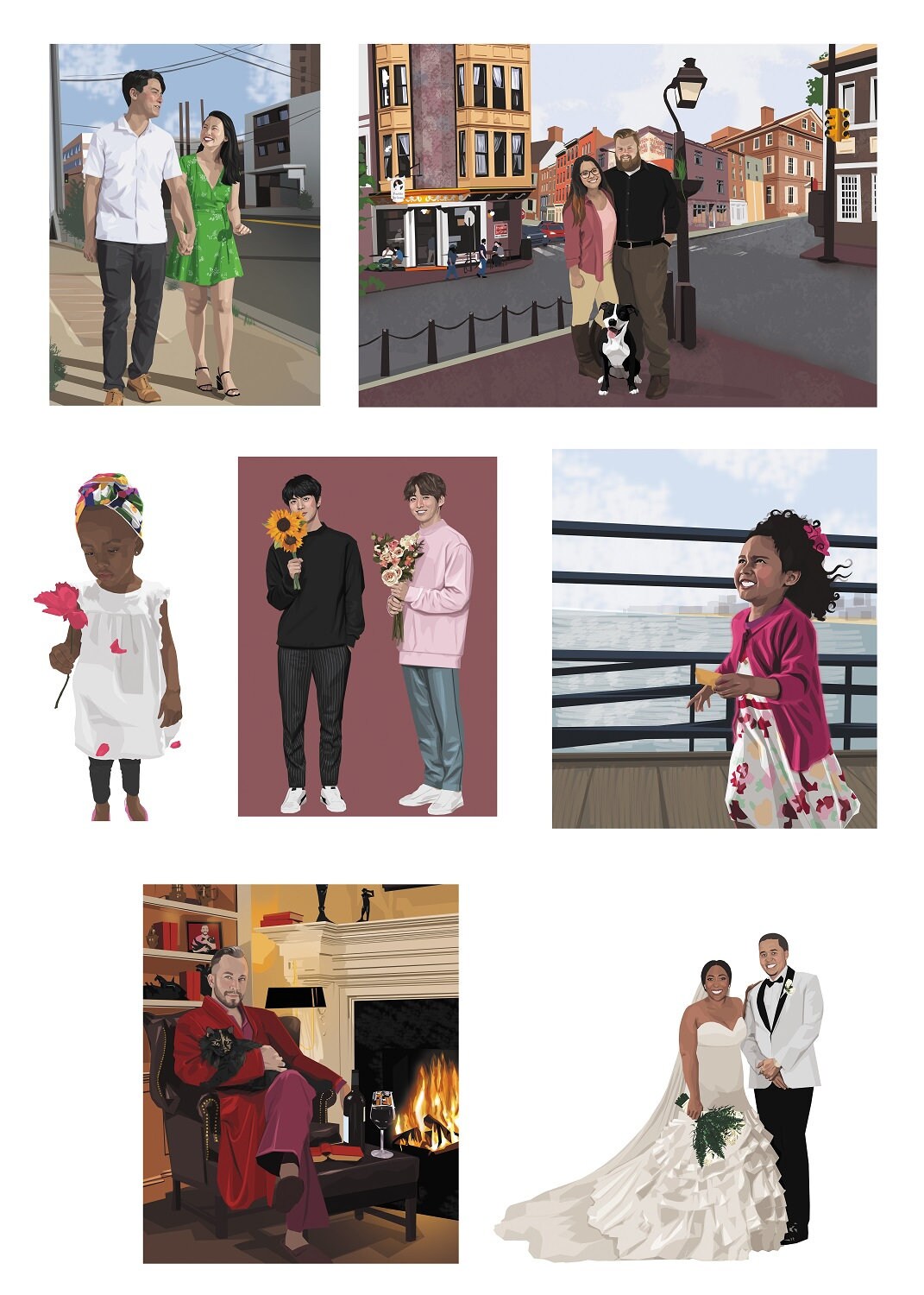 Custom Portrait, Mother's Day, Couple Portrait, Family Portrait ...