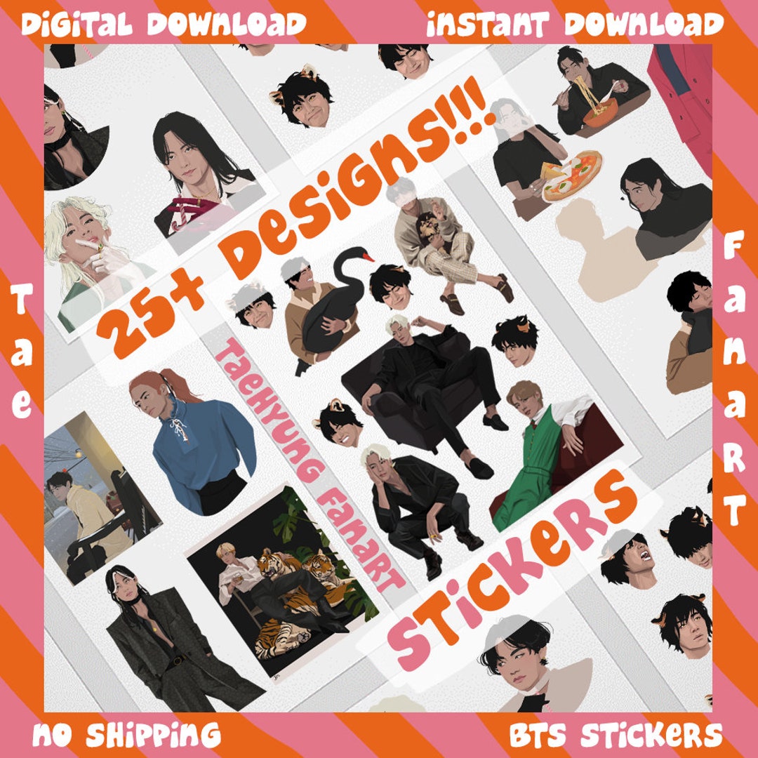 BTS Taehyung V Printable Digital Fanart Sticker Bundle - Etsy