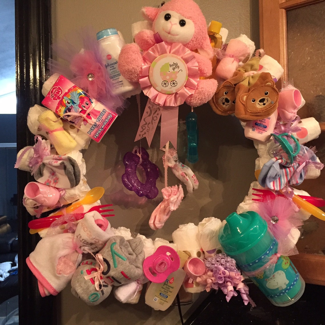 Baby Girl Diaper Wreath - Etsy