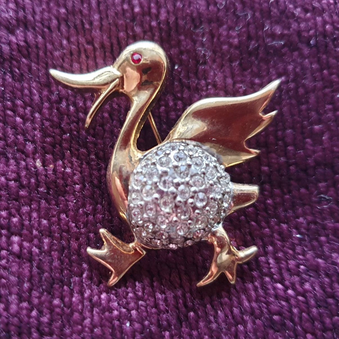 Vintage Happy Running Duck Brooch - Etsy